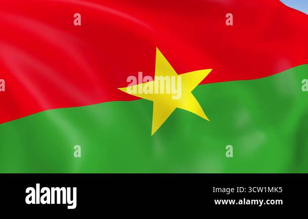 Photo realistic slow motion 4KHD flag of the Burkina Faso waving in the wind. Seamless loop ...