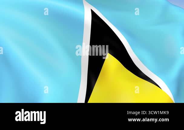 Photo realistic slow motion 4KHD flag of the Saint Lucia waving in the ...
