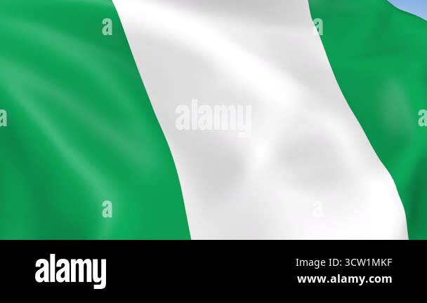Photo realistic slow motion 4KHD flag of the Nigeria waving in the wind. Seamless loop animation ...
