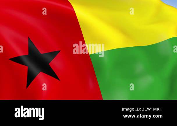 Photo realistic slow motion 4KHD flag of the Guinea-Bissau waving in the wind. Seamless loop ...