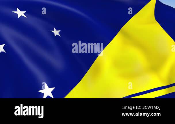 Photo realistic slow motion 4KHD flag of the Tokelau waving in the wind. Seamless loop animation ...