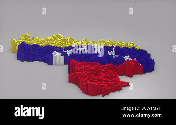 Venezuela country opener intro with 3d bars forming the map with Waving ...