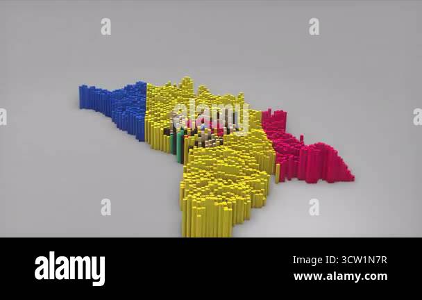 Moldova country opener intro with 3d bars forming the map with Waving ...