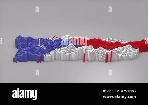 Puerto Rico country opener intro with 3d bars forming the map with ...