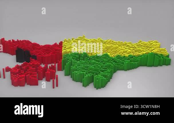 Guinea-Bissau country opener intro with 3d bars forming the map with ...