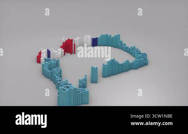 Tuvalu country opener intro with 3d bars forming the map with Waving ...