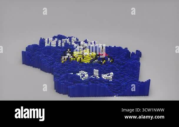 US State of Wisconsin opener intro with 3d bars forming the map with ...