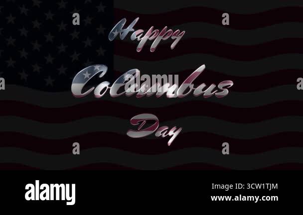 Glossy Happy Holiday or Colombus Day text in red, white, and blue with ...