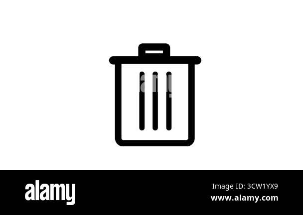 Animated trash can icon. A crumpled ball of paper is thrown into the ...