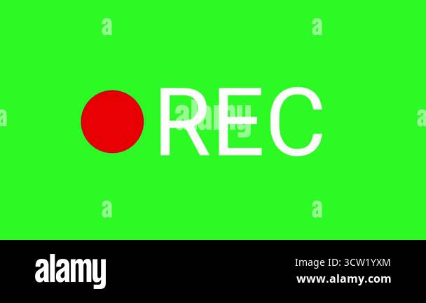 Animation of a REC (record) sign with a pulsing red dot. Recording ...