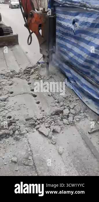 Excavator demolition hydraulic breaker breaking Stock Videos & Footage ...