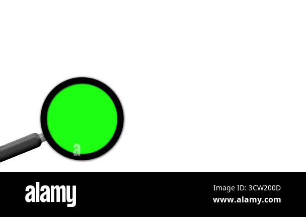 Simple cartoon animation of a magnifying glass with a green screen lens ...