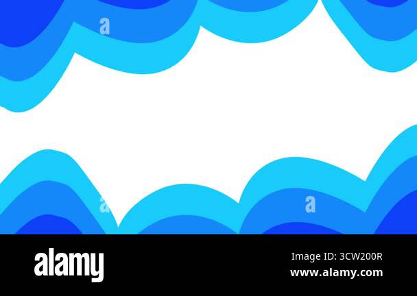 Animated frame of layered blue waves. Cartoon shapes in three shades of ...