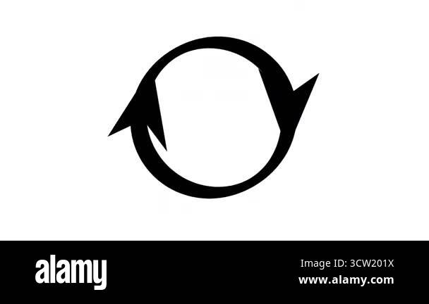 Minimalist 2D animation of a black circular arrow icon rotating on a ...
