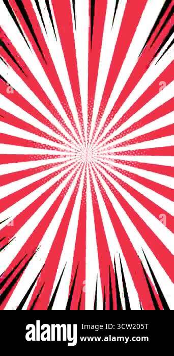 Vertical video animation of a rotating red and white sunburst pattern ...
