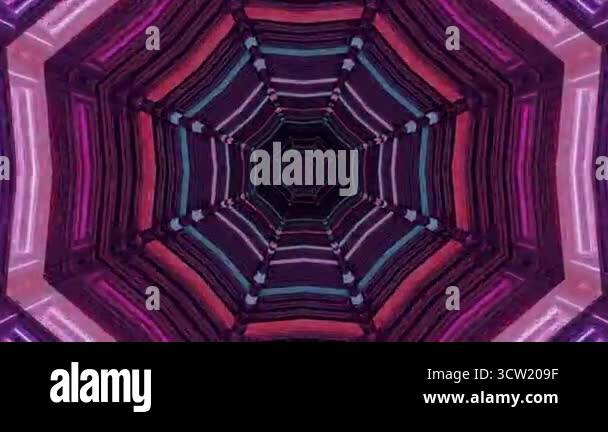 Vibrant colors and geometric patterns form a swirling tunnel effect ...