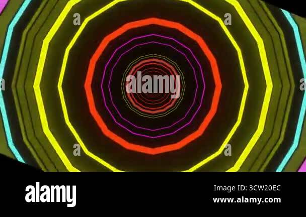 This seamless looping video displays a colorful tunnel effect with ...