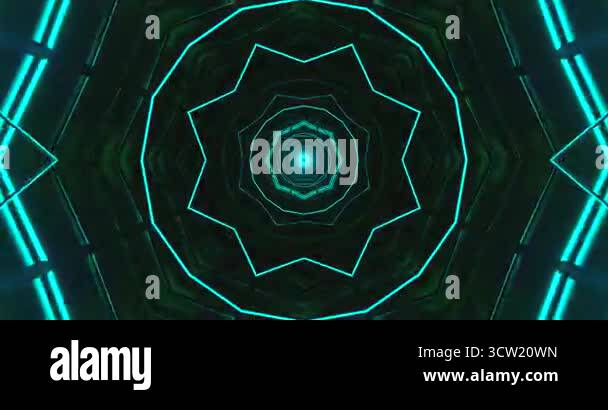 Dazzling green neon lights create a rhythmic tunnel effect in this ...