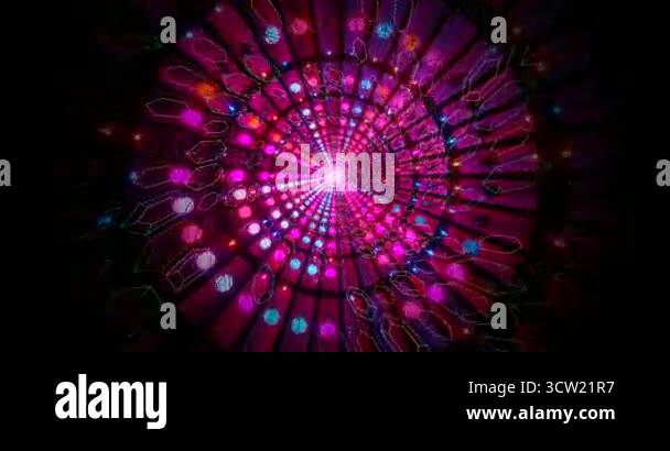 Colorful tunnel video loop features vibrant lights in dynamic patterns ...