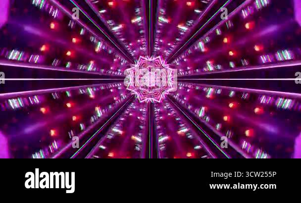 This seamless looping screensaver showcases a vibrant tunnel filled ...
