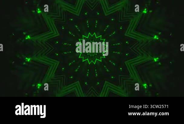 Vibrant green lights create a dynamic tunnel effect, moving smoothly in ...