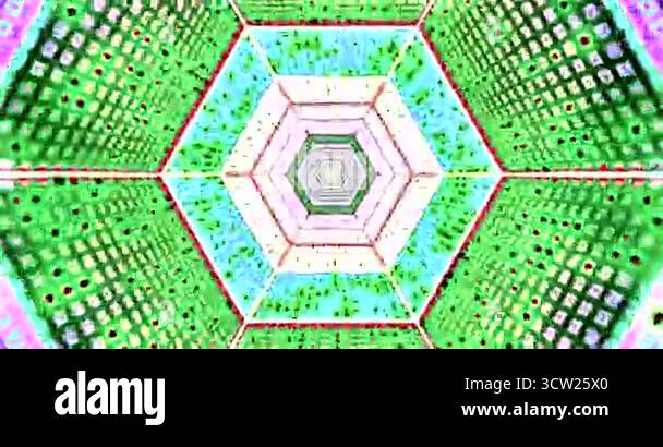 This seamless looping video features a vibrant tunnel filled with ...
