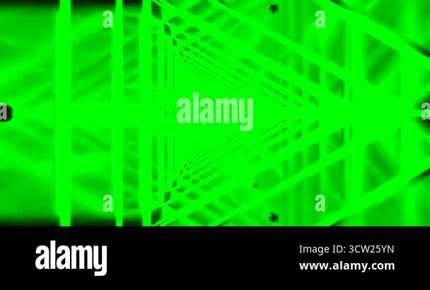 A seamless loop of vibrant green lights forming a tunnel effect ...