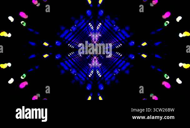 Colorful lights and geometrical patterns create a mesmerizing tunnel ...