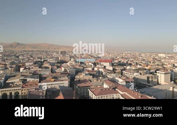 Van, Turkey - 27th august, 2025: Aerial zoom Van city center. Vanmall ...