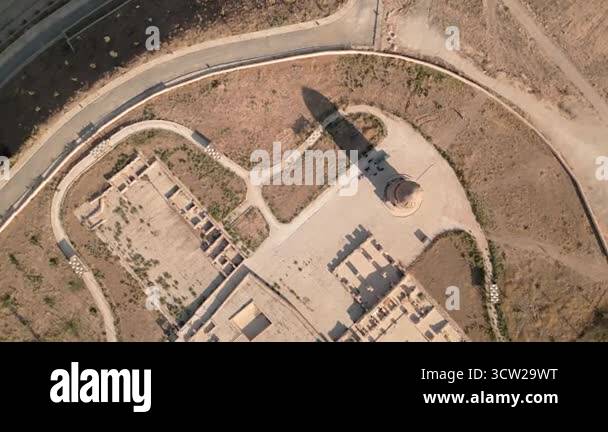 Aerial top down view of Zeynel Bey Tomb and surrounding relocated ...