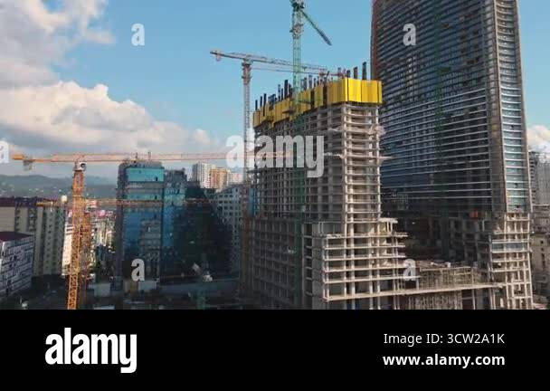 Dynamic hyperlapse of high rise building construction in Batumi with ...