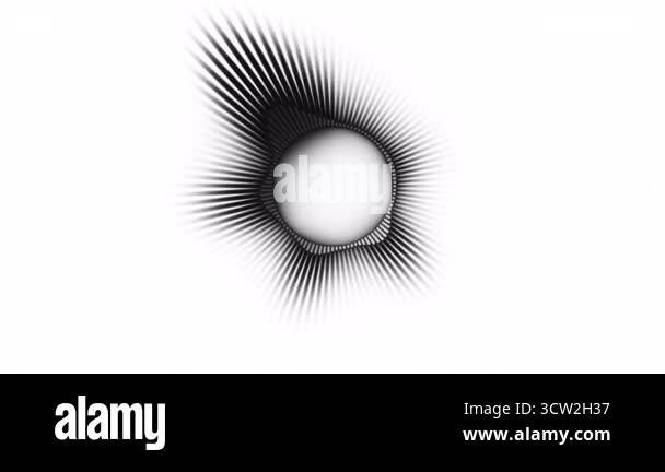 A clean, minimalist visual of a black orb with a white, pulsating ring ...