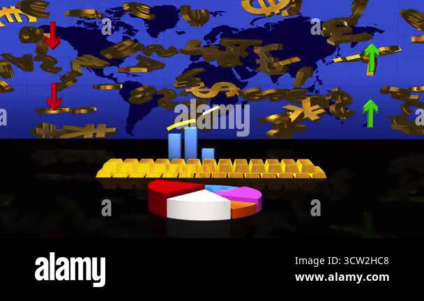 currency symbols and stock market with world map Stock Video Footage ...