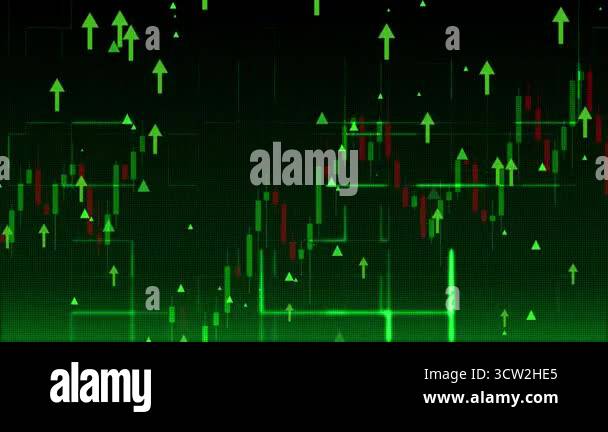 green and red forex chart on black screen. business and finance concept ...