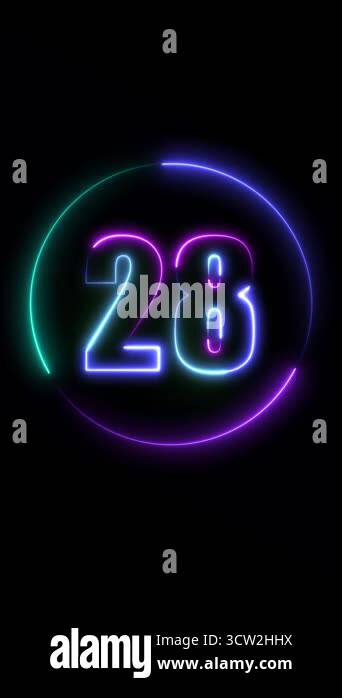 3 d number 2 3 neon neon light on black background. 3 d rendering Stock ...
