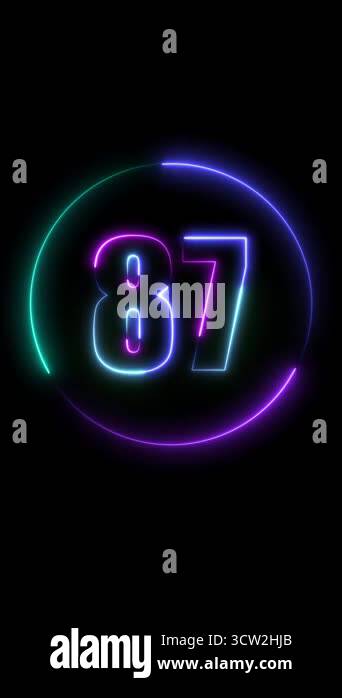 8 7 number sign neon glowing neon light Stock Video Footage - Alamy