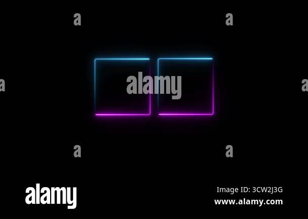 3 d rendering of blue neon light symbol with two lines on black ...