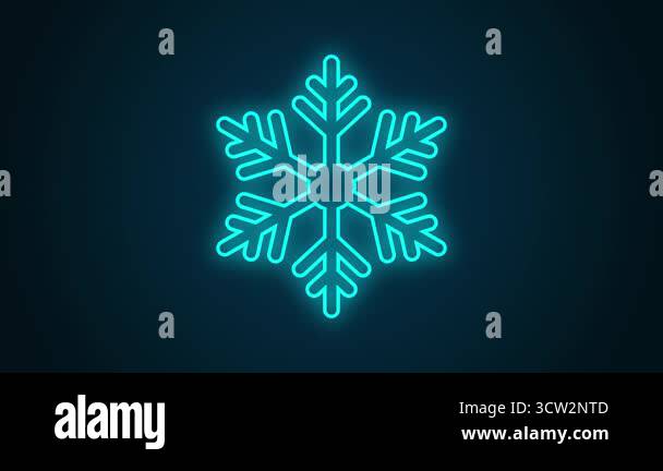 Neon Snowflake Sign Animation. A glowing neon snowflake sign that ...