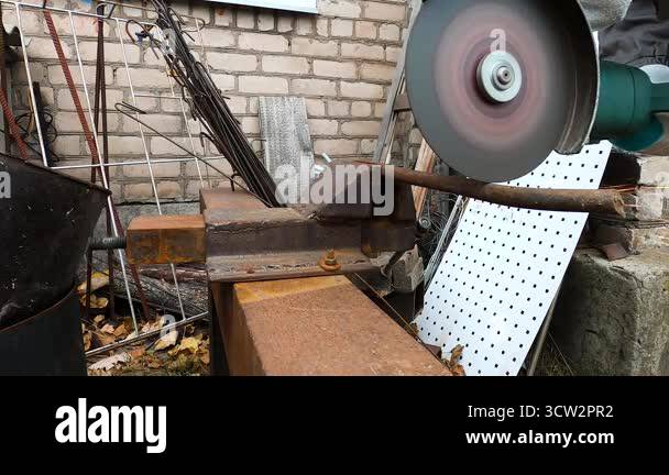 Hand tool metal cutter, used for metal processing, sparks from metal ...