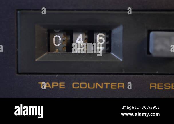 Old mechanical counter on a vintage audio cassette player tape deck ...