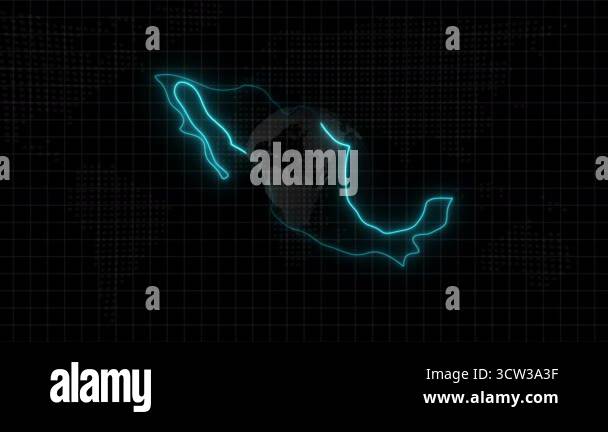map of mexico on dark background, line map with copy space, 3 d ...