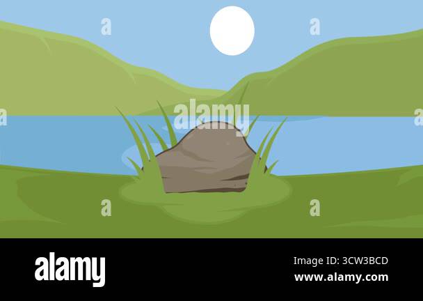 landscaped cartoon animation backgrounds video. plant at nature sign or ...