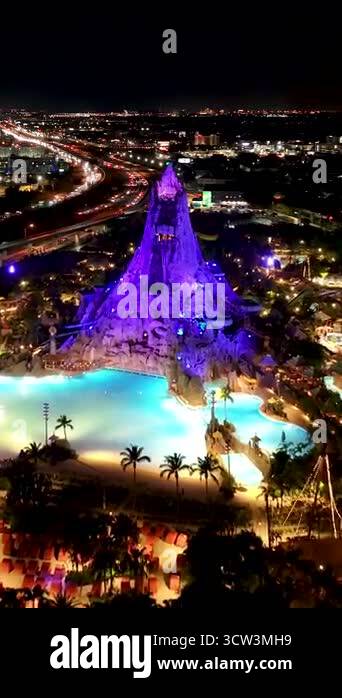 Volcano Bay At Orlando In Florida United States. Illuminated Park ...