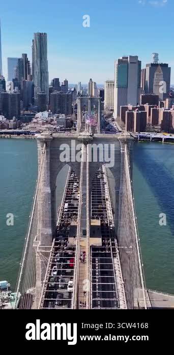 Brooklyn Bridge At Manhattan In New York United States. Highrise ...