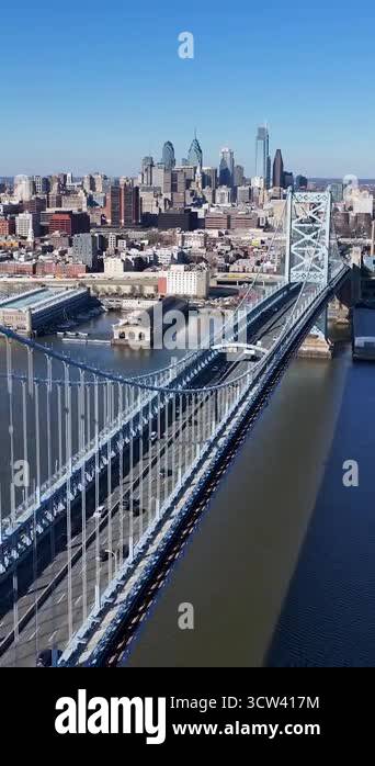 Cable Bridge At Philadelphia In Pennsylvania United States. Highrise ...