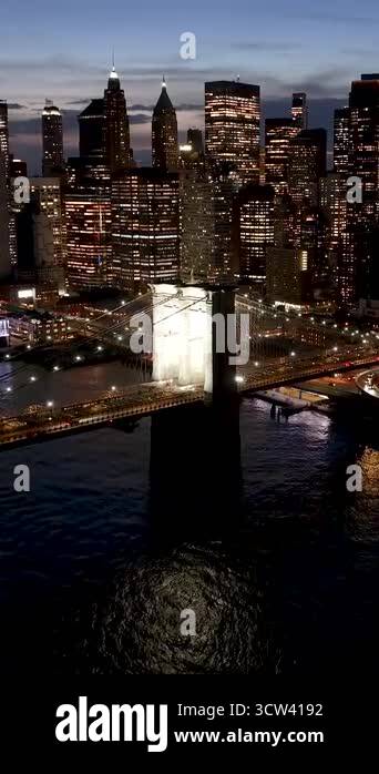 Brooklyn Bridge At Manhattan In New York United States. Highrise ...