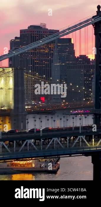 Brooklyn Bridge At Manhattan In New York United States. Highrise ...