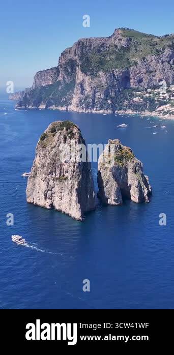 Faraglioni Island At Capri In Naples Italy. Beach Landscape. Giant ...
