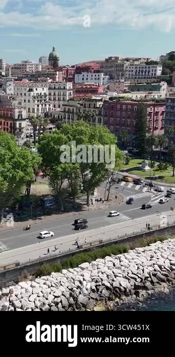 Chiaia Riviera At Naples In Campania Italy. Highrise Buildings Scenery ...