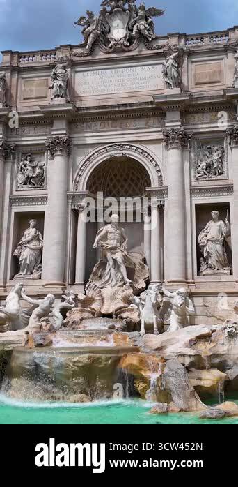 Trevi Fountain At Rome In Lazio Italy. Medieval Sculpture Scenery ...